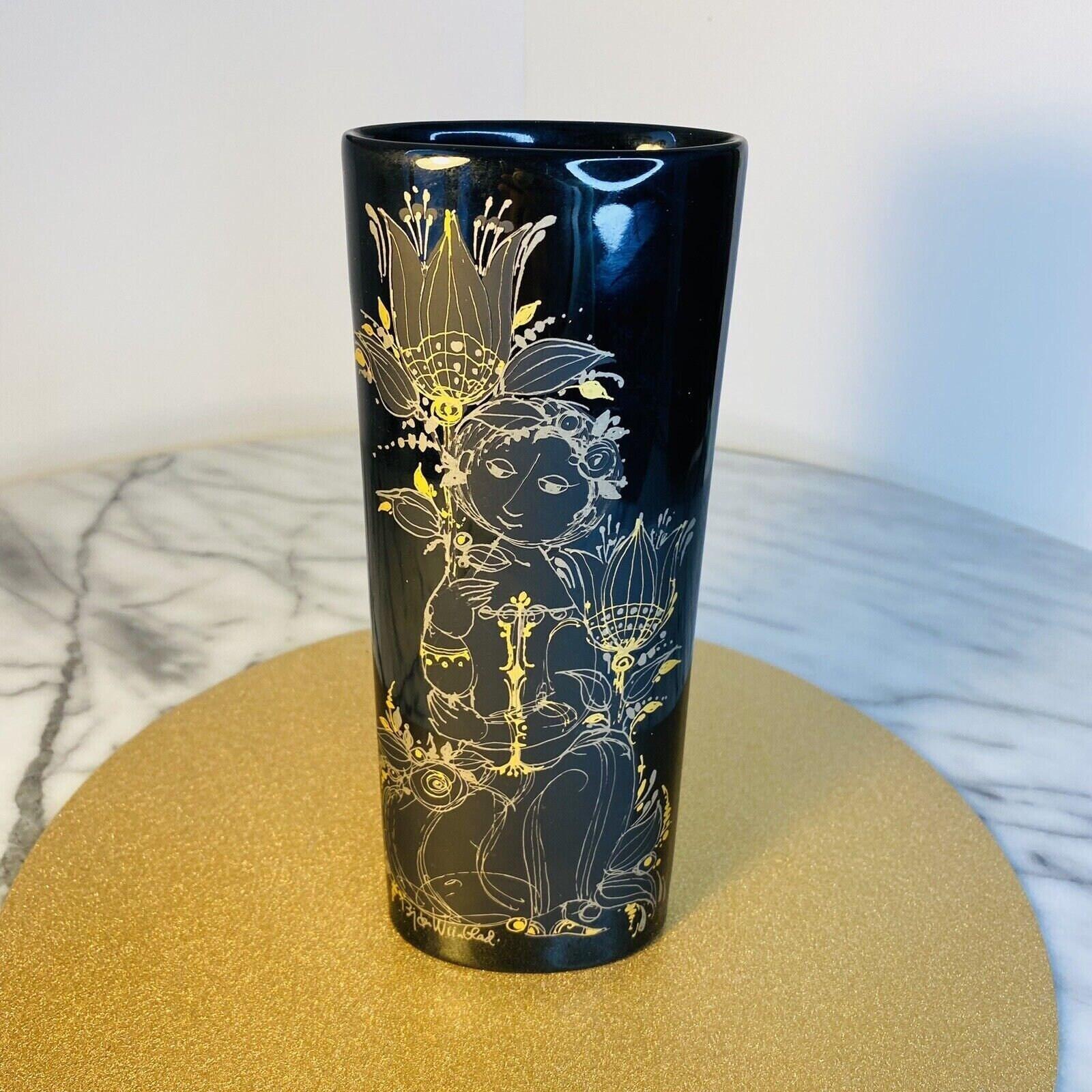 Bjorn Winblad Rosenthal Porcelain Black Vase with Gold Decor ...