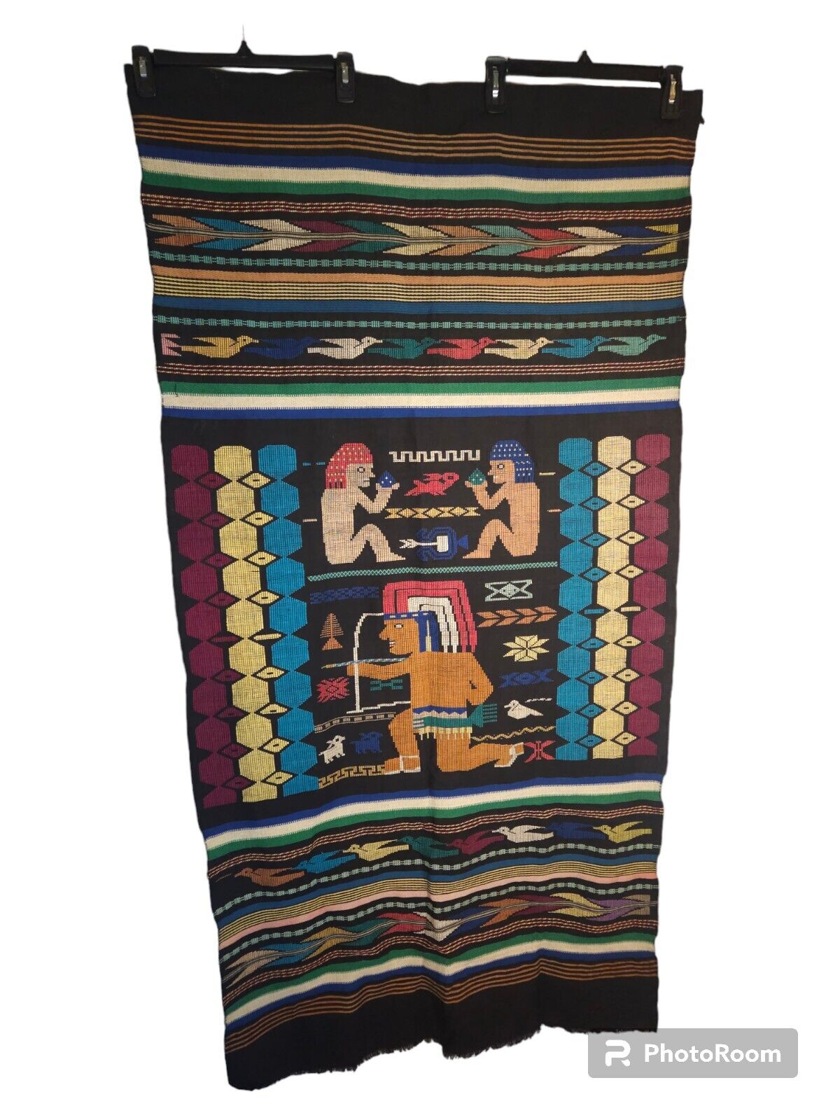 Southwest Aztec Mayan Wall Weave Rug Handwoven In Guatemala Native ...