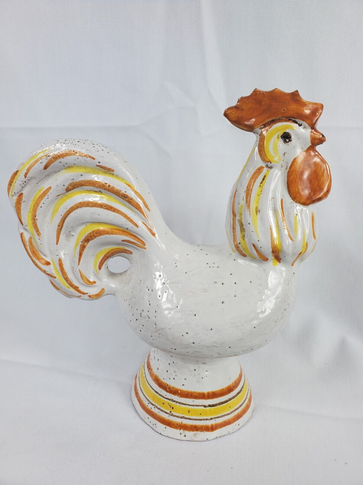 +Rosenthal Netter Vintage Ceramic White Rooster Figurine Painted Accents