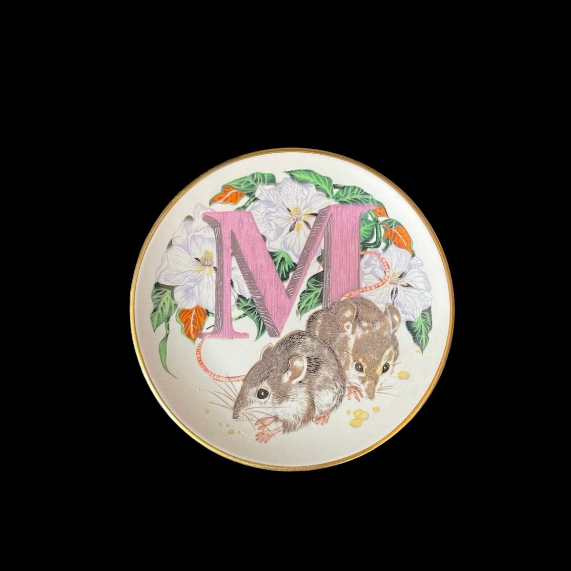 Miniature Plate Letter M Mouse Mice Franklin Porcelain The Animal Alphabet