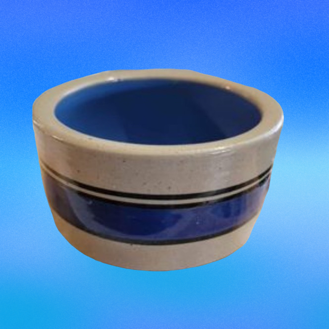 Vintage Bretby Style Art Pottery Stoneware Crock Bowl w/ Blue Stripe 5. ...