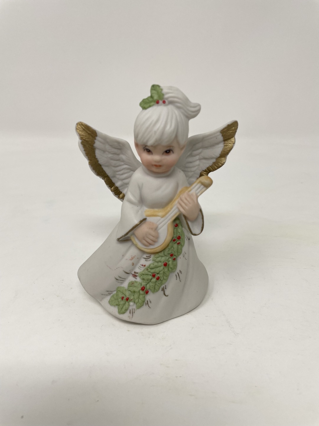 Vintage Lefton Bisque Christmas Holly Berry Angel 1991