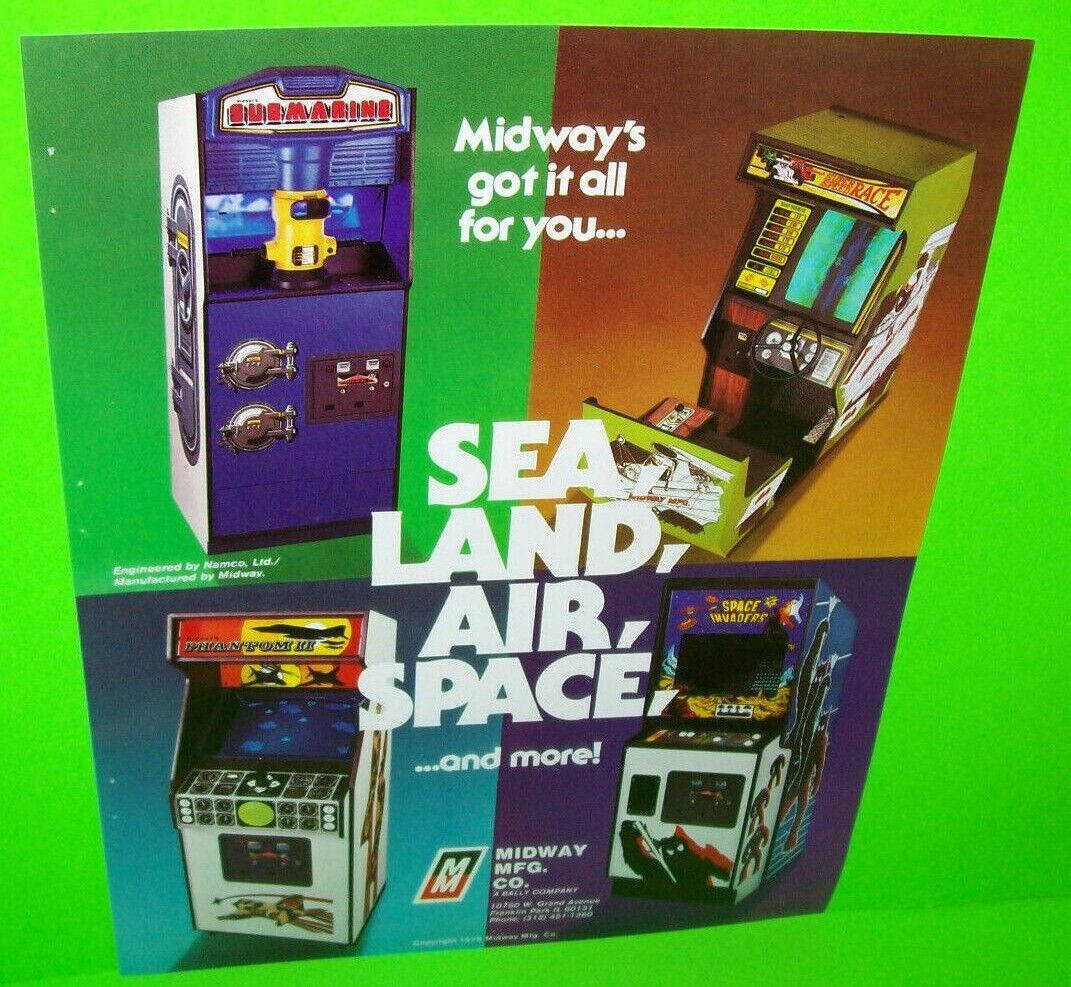 Space Invaders Arcade Flyer Submarine Phantom II Super Speed Race Retro ...