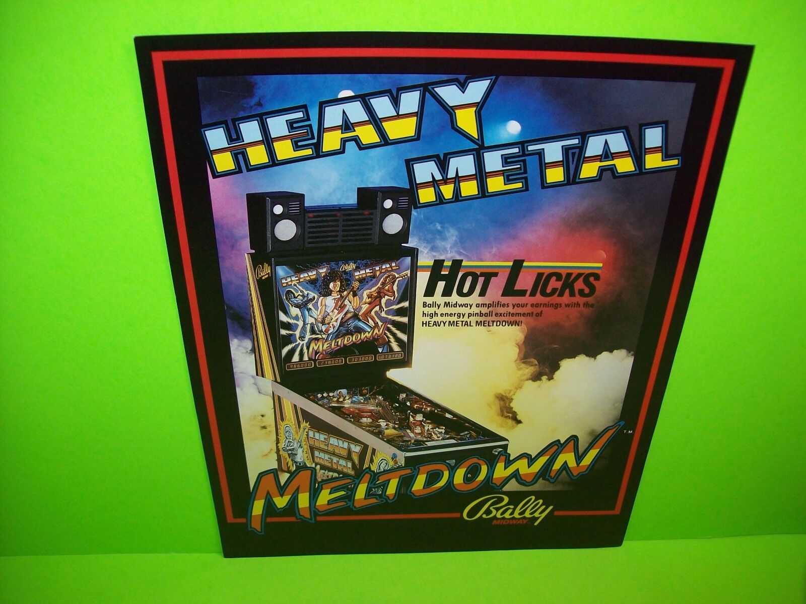 HEAVY METAL MELTDOWN 1987 Original Pinball Flyer Retro Vintage Promo Art
