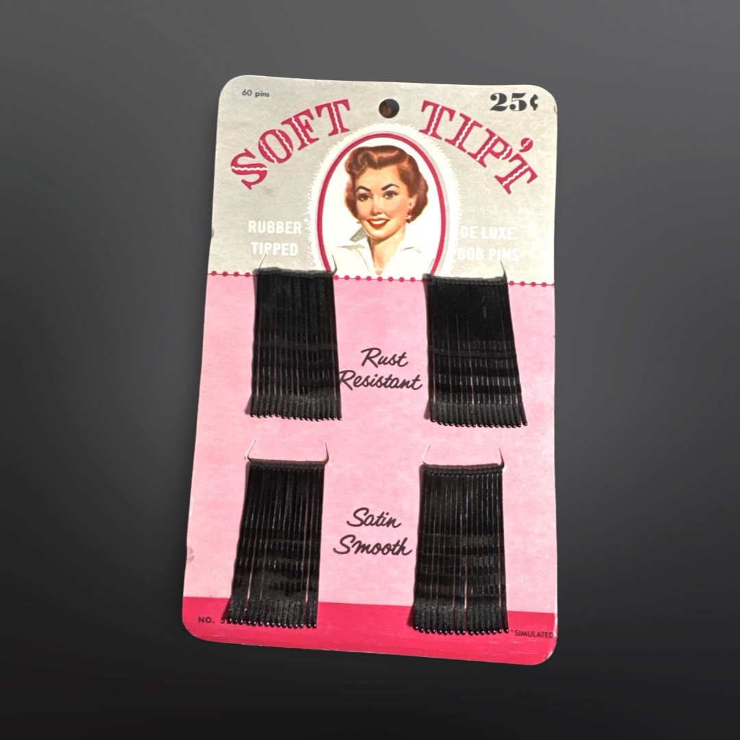 Vintage NOS 1950s Bobby Pins- Deluxe Soft Tip’t Rubber Tipped Pins