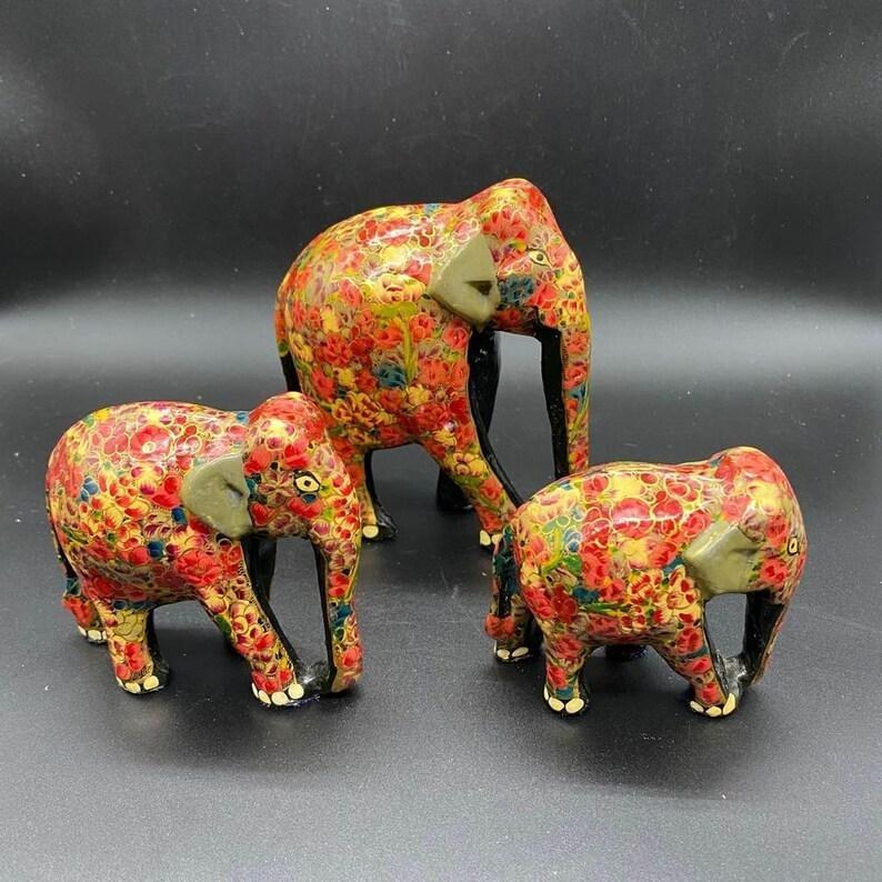 27 Handmade Kashmiri Papier Mache wooden elephants