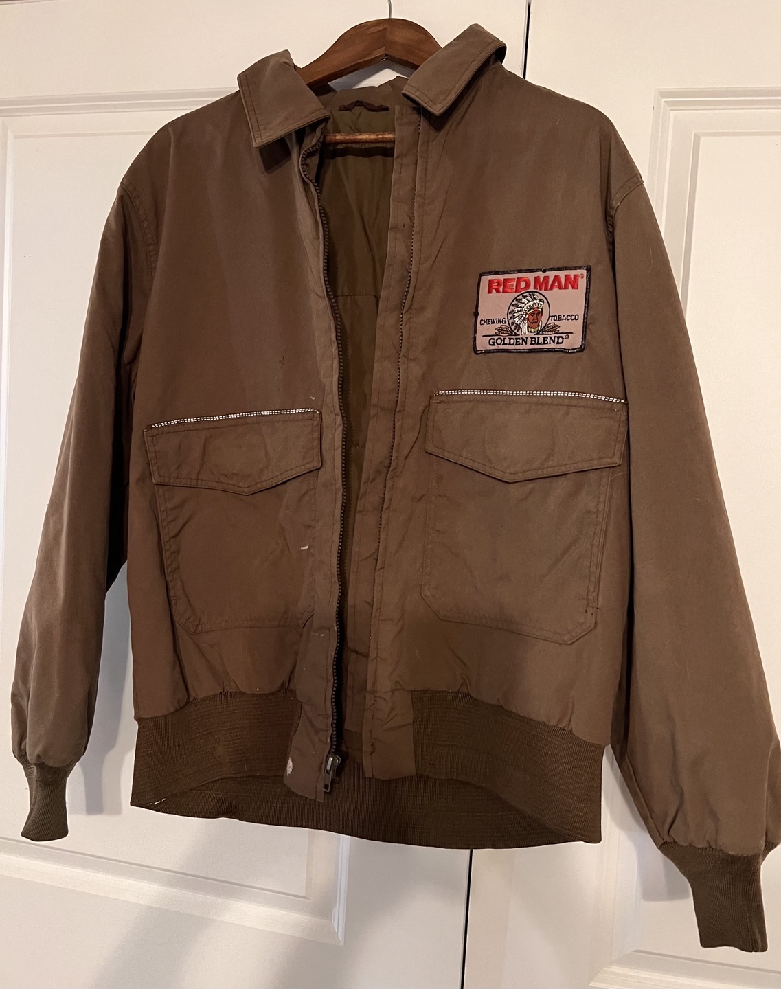 Vintage Farm Jacket Red Man Tobacco Trucker Jacket Medium