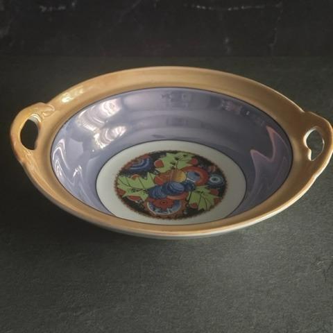 VINTAGE LUSTERWARE CELEBRATE ART DECO BOWL WITH HANDLES GERMANY