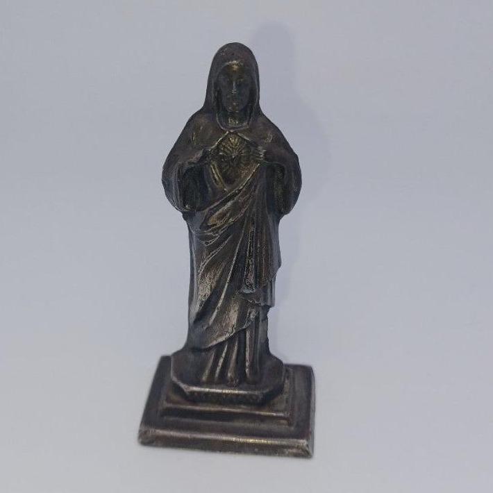 Vintage Cast Metal Jesus Sacred Heart figurine 3 in