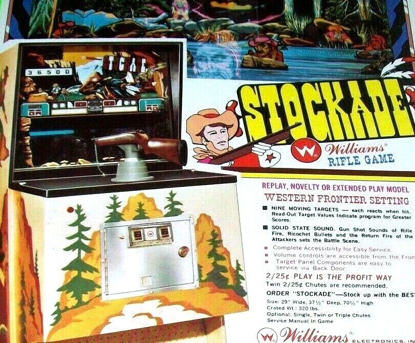 Stockade Arcade FLYER Original 1972 Rifle Gun Game Western Cowboy ...