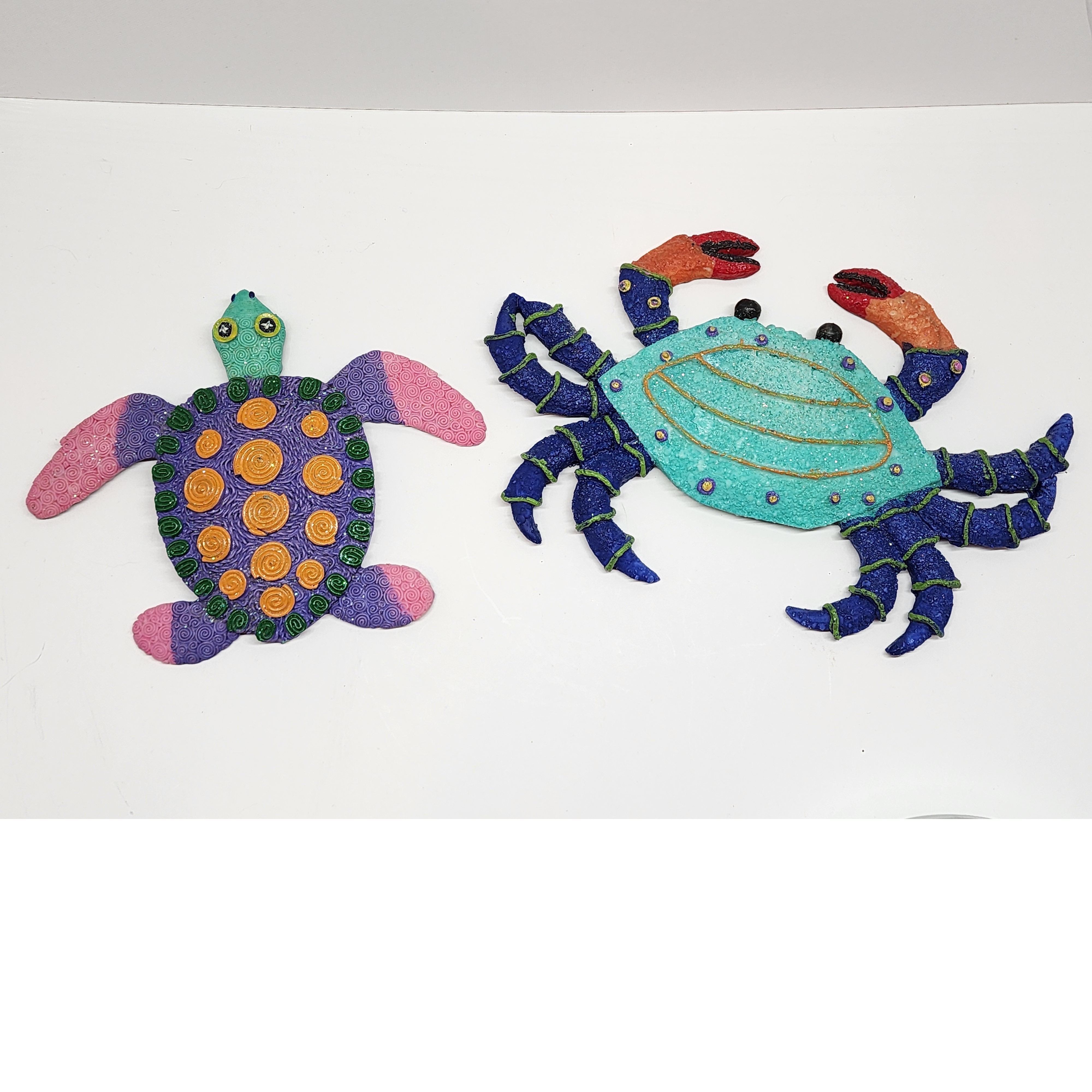 Glitter Sparkle Sea Creatures Turtle & Crab December Diamonds Wall Plaques