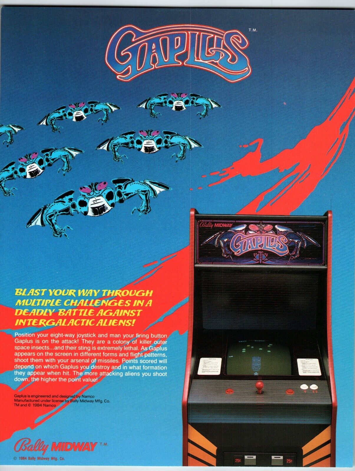 Gaplus Arcade Flyer 1984 Original Video Game Retro Artwork Promo 8.5" x 11"