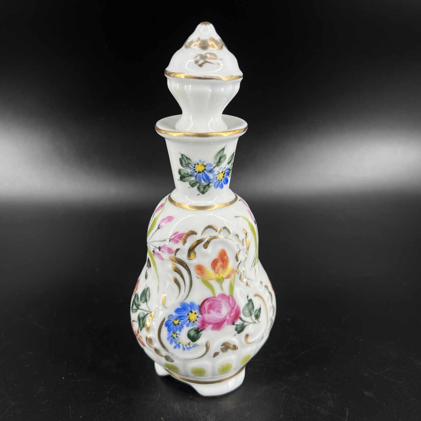 Limoges Hand Painted Porcelain Floral Vanity Bottle
