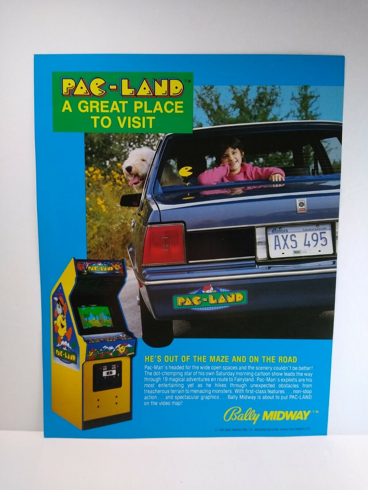 Pac-Land Arcade Flyer 1984 Original Video Game Retro Pacman 8.5" x 11 ...