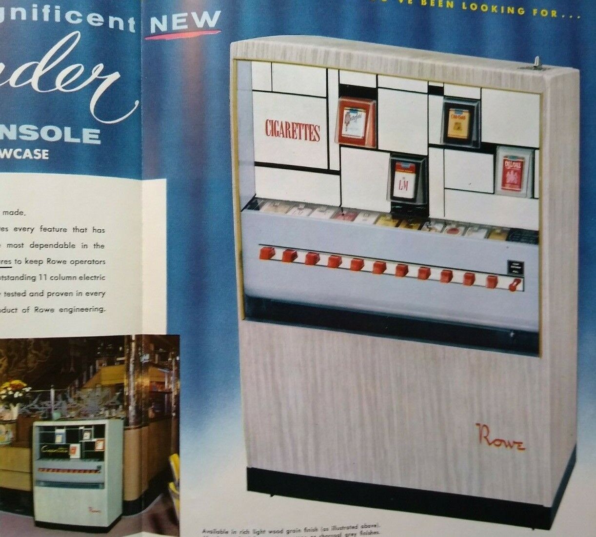 Rowe Commander Flyer 1962 Original Cigarette Vending Machine Fold-Out 8 ...