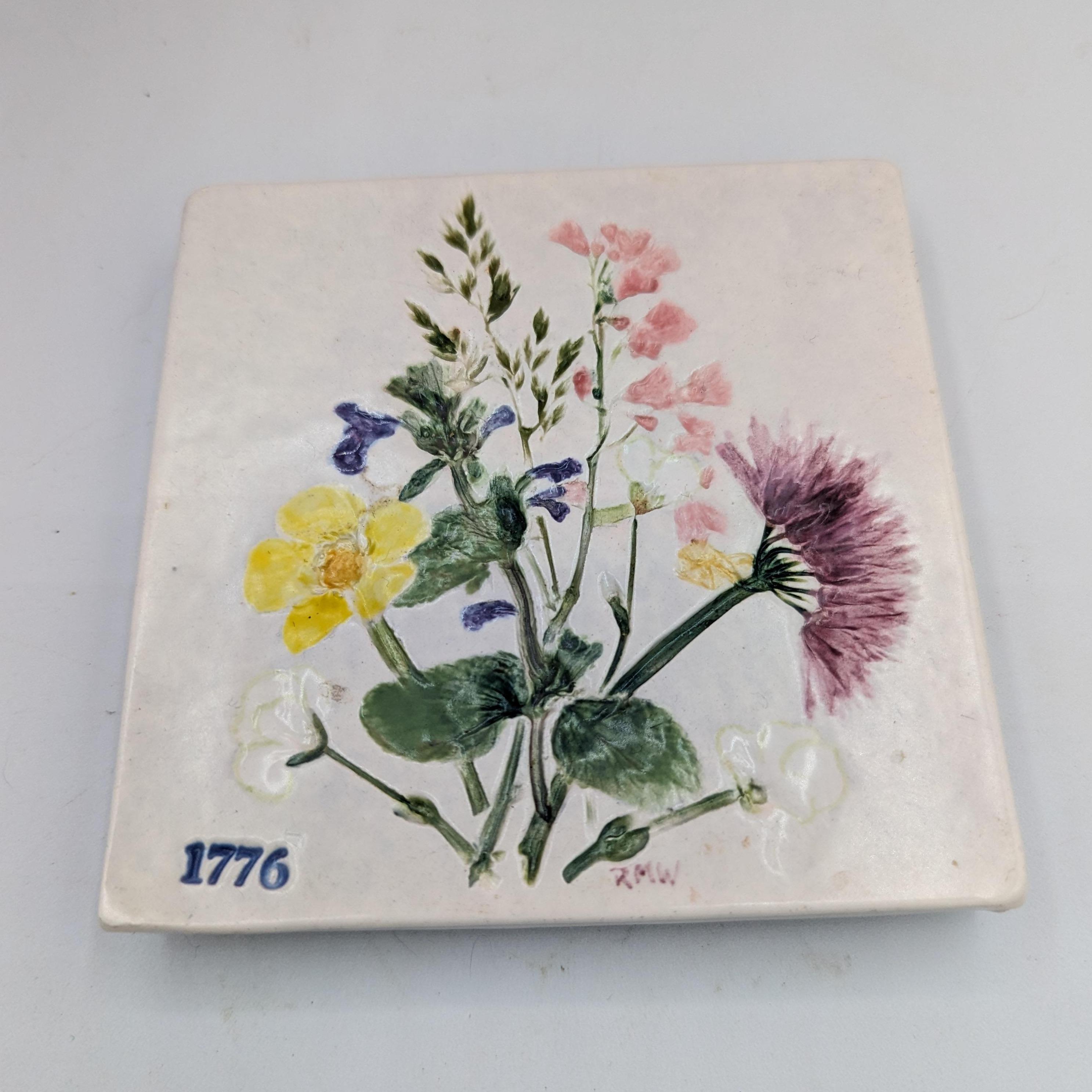 Flowers Trivet / Tile - Salt Marsh Pottery