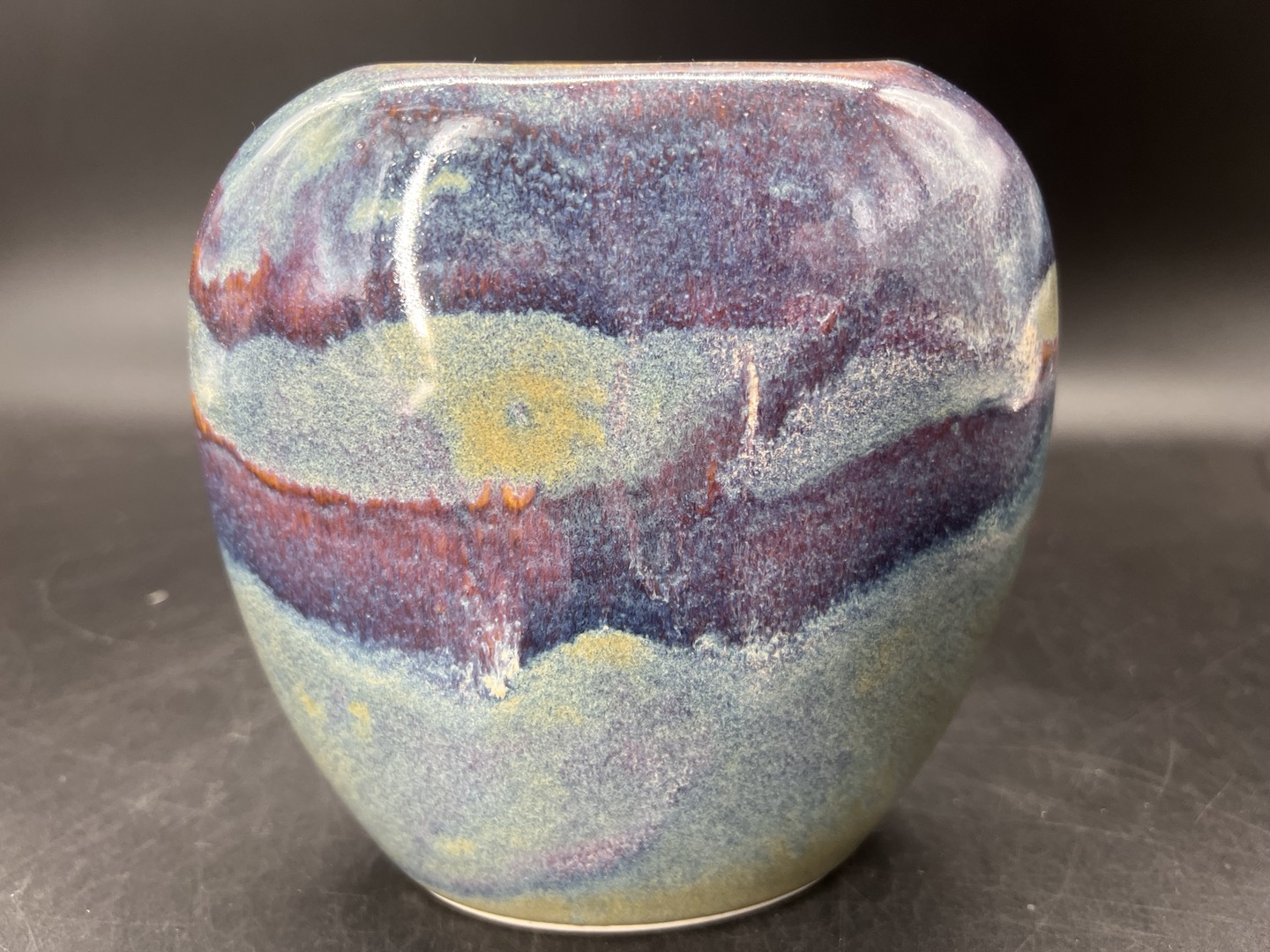 Cascadia Stoneware Pottery USA Vase Blues Purples 6 1/4" Tall Handcrafted