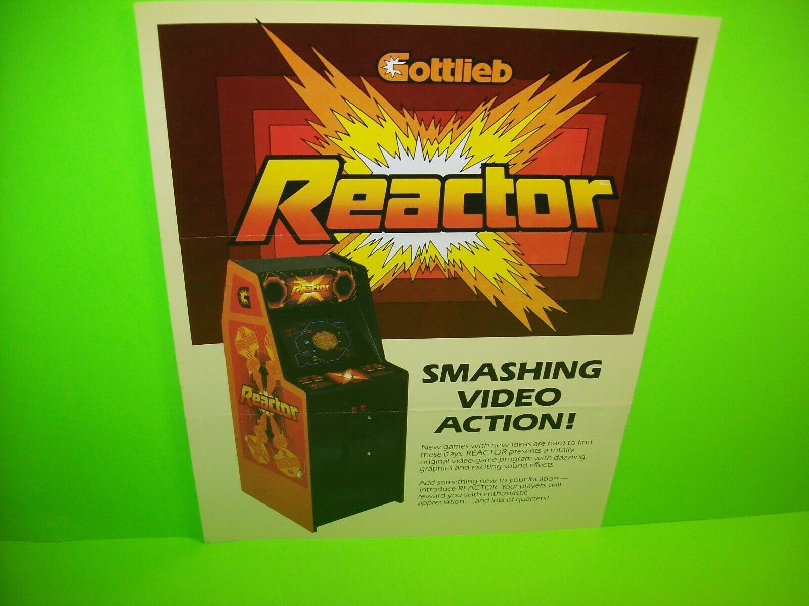 Reactor Arcade FLYER Original 1982 Video Game Art Space Age Graphics Retro