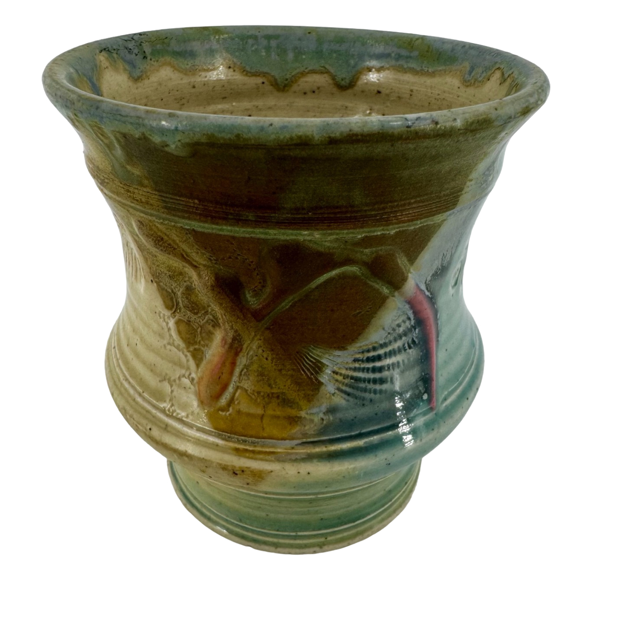 Handmade Art Pottery Planter Pot Cup Signed 4”T