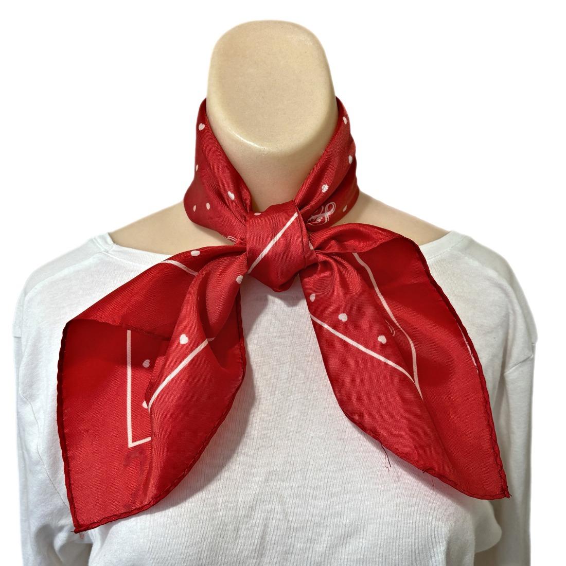 Hallmark Red Valentine Love Scarf White Hearts Square Romance Vtg READ 26”
