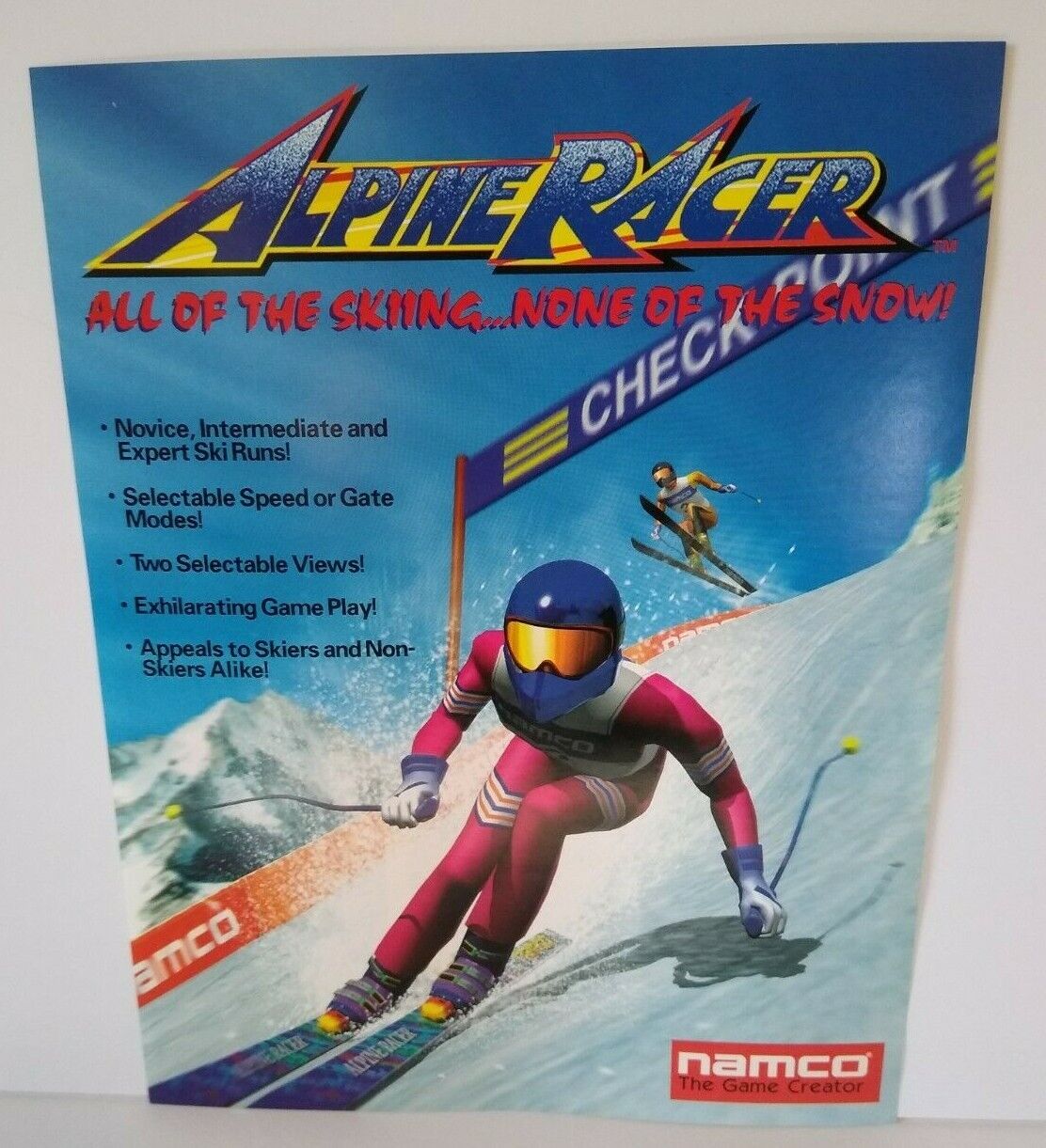 Alpine Racer Arcade FLYER Original 1995 NOS Video Game Skiing Sport ...