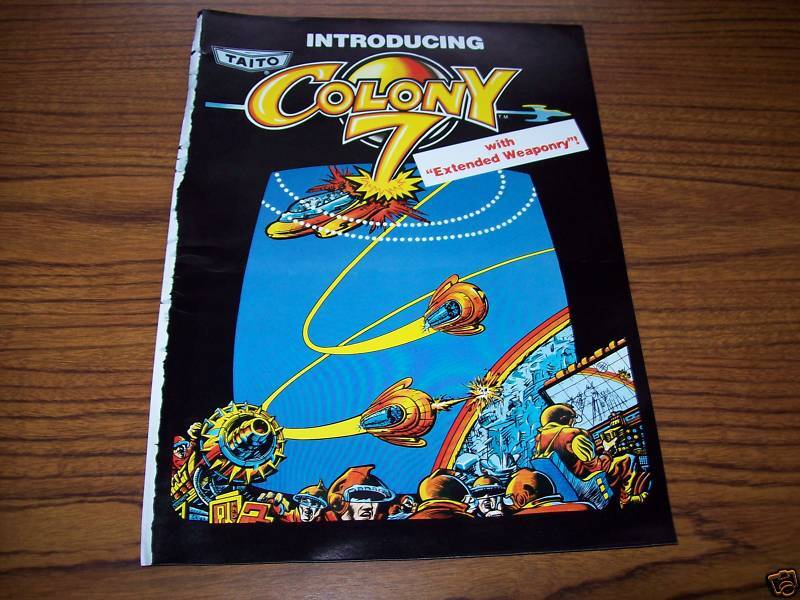 COLONY 7 OVER SIZED VIDEO ARCADE GAME FLYER 1980 Retro Promo Art Vintage