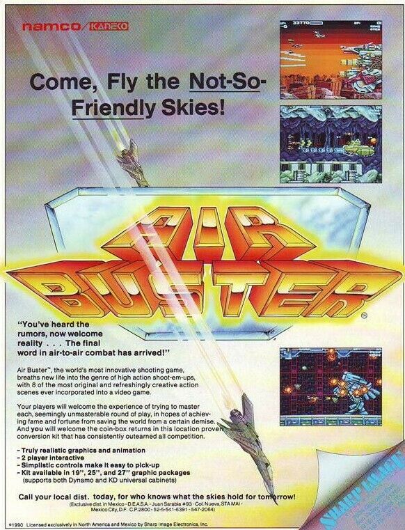 Air Buster Arcade FLYER Original 1990 Video Game Artwork Kaneko Vintage ...