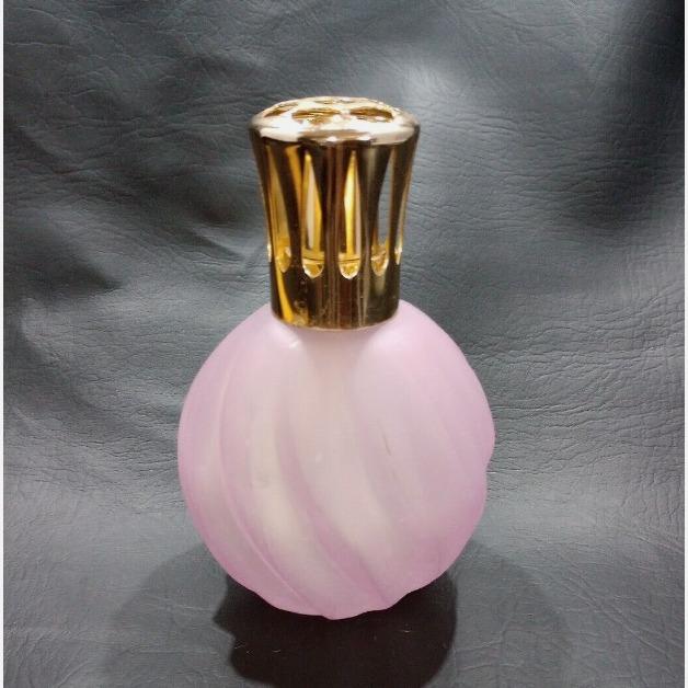 LAMPE BERGER PARIS SWIRL GLASS CATALYTIC OIL LAMP BURNER WICK FROSTED PINK