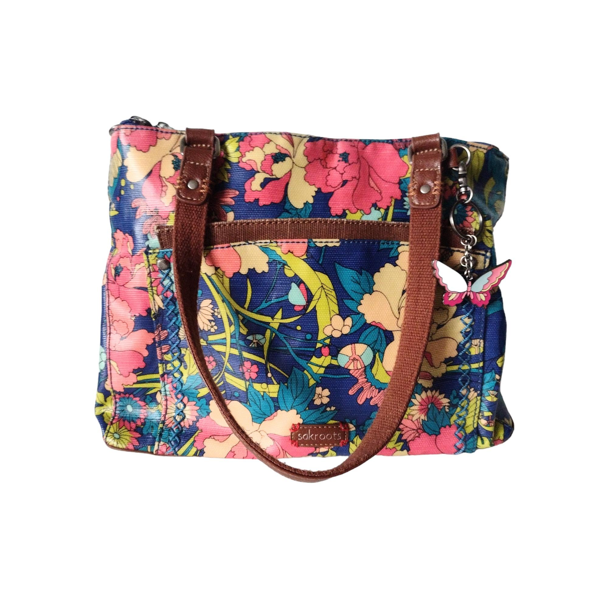 Sakroots Artist Circle Floral Shoulder Purse Peace Butterfly Double Handles