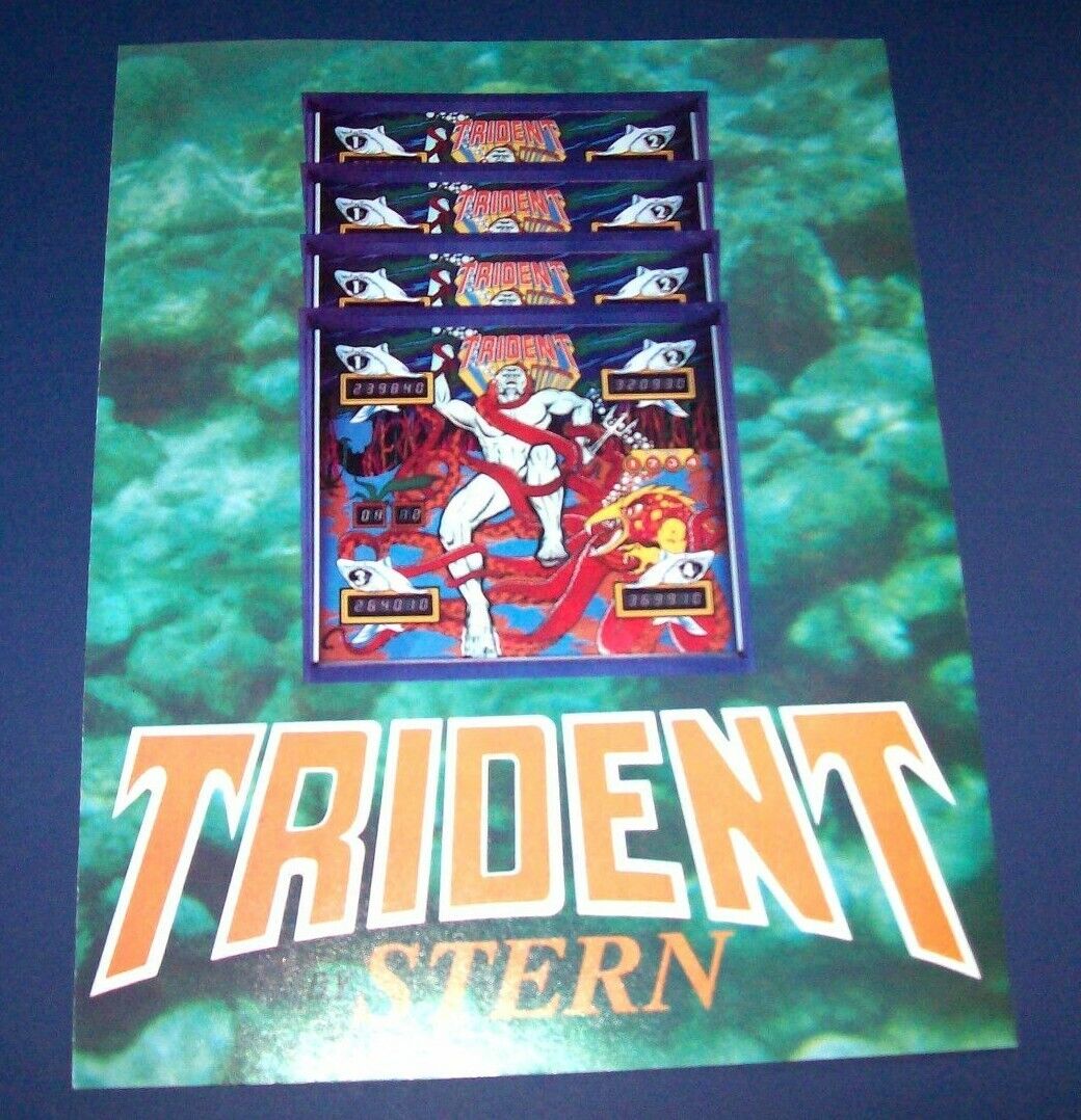 Trident Pinball FLYER Original 1979 NOS Promo Game Art Ocean Diving Theme