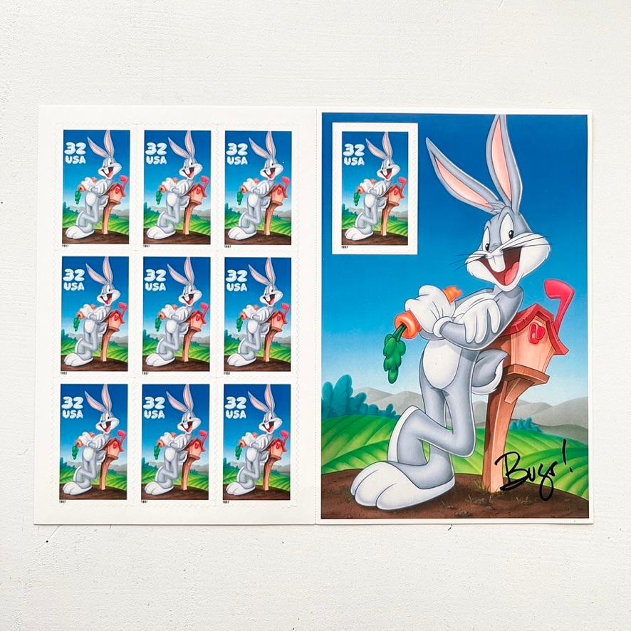 Bugs Bunny Postage Stamp Collection Sticker Sheet Vintage 1990s
