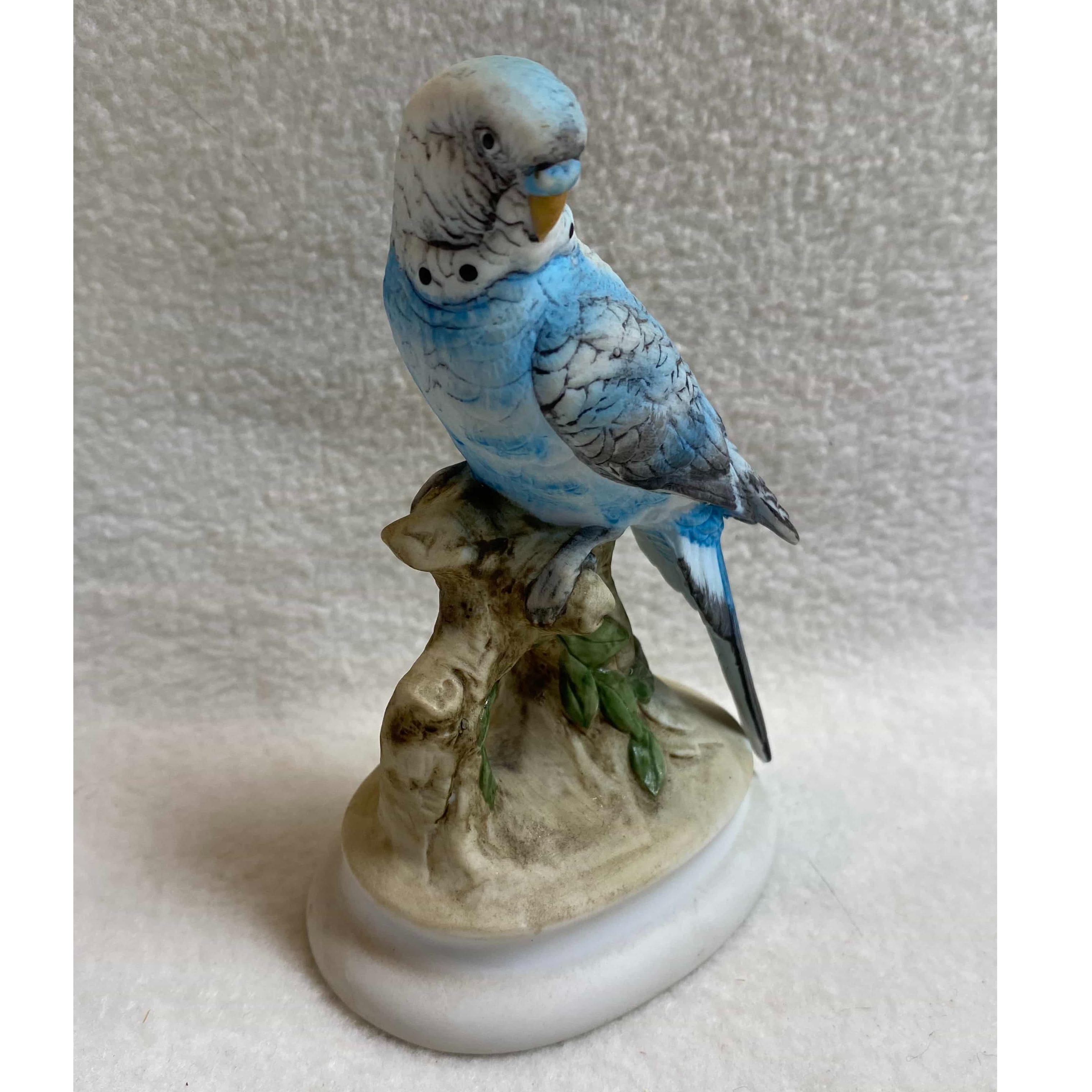 Vintage Hand-painted Lefton Blue Parakeet Figurine (N055)