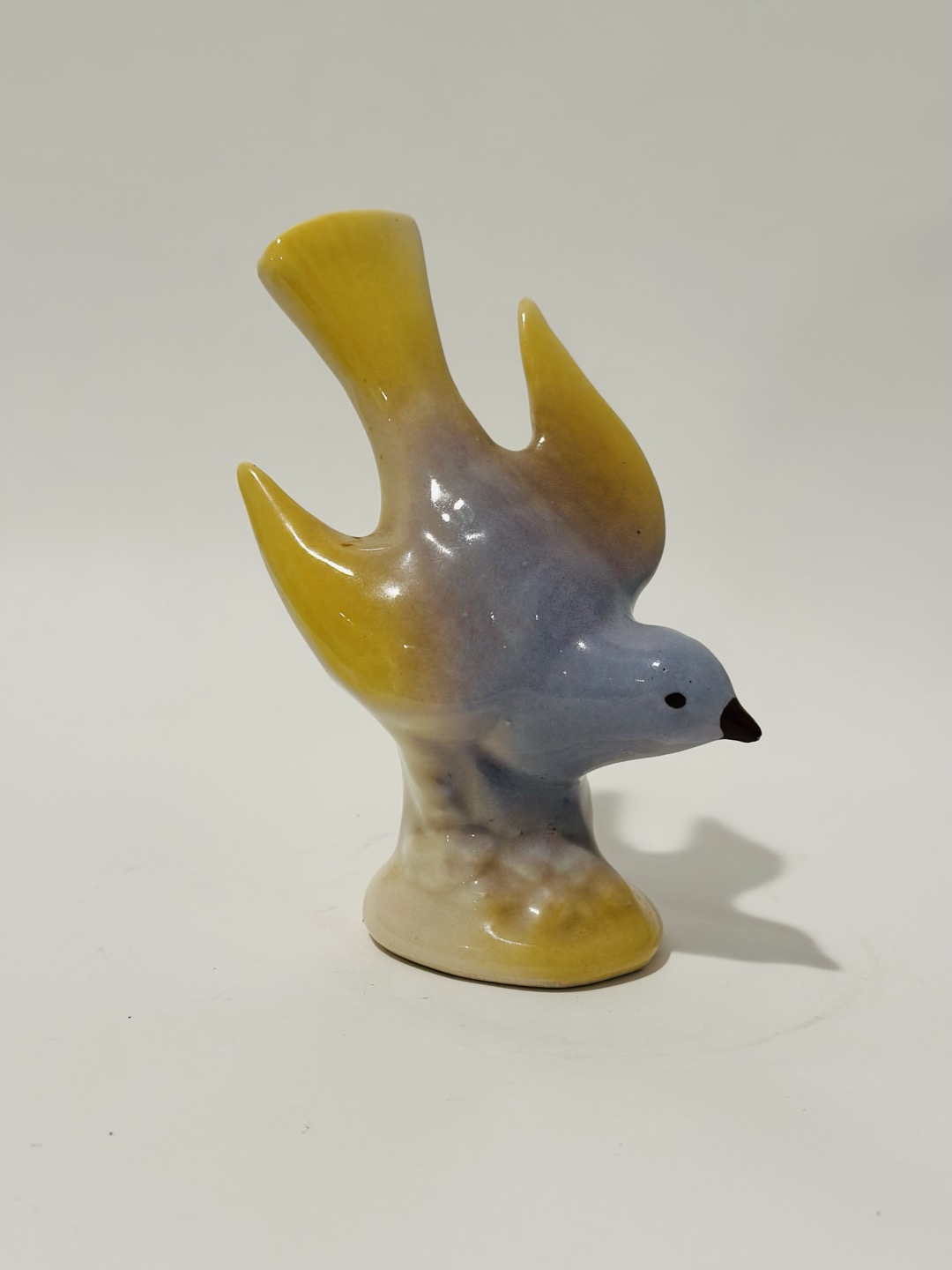 Vintage Royal Copley Purple Blue Yellow Swallow Bird Figurine Japan