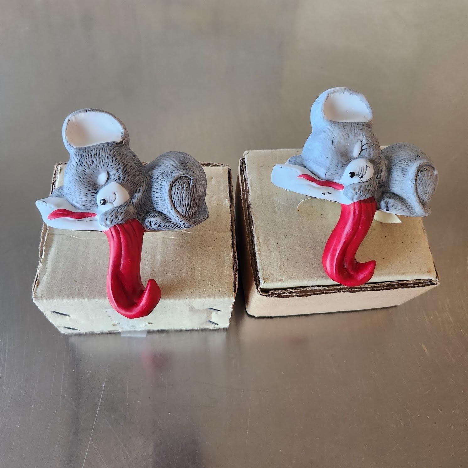 Vintage House of Lloyd Mouse Stocking Holders Hangers Ceramic 1987 (Set ...