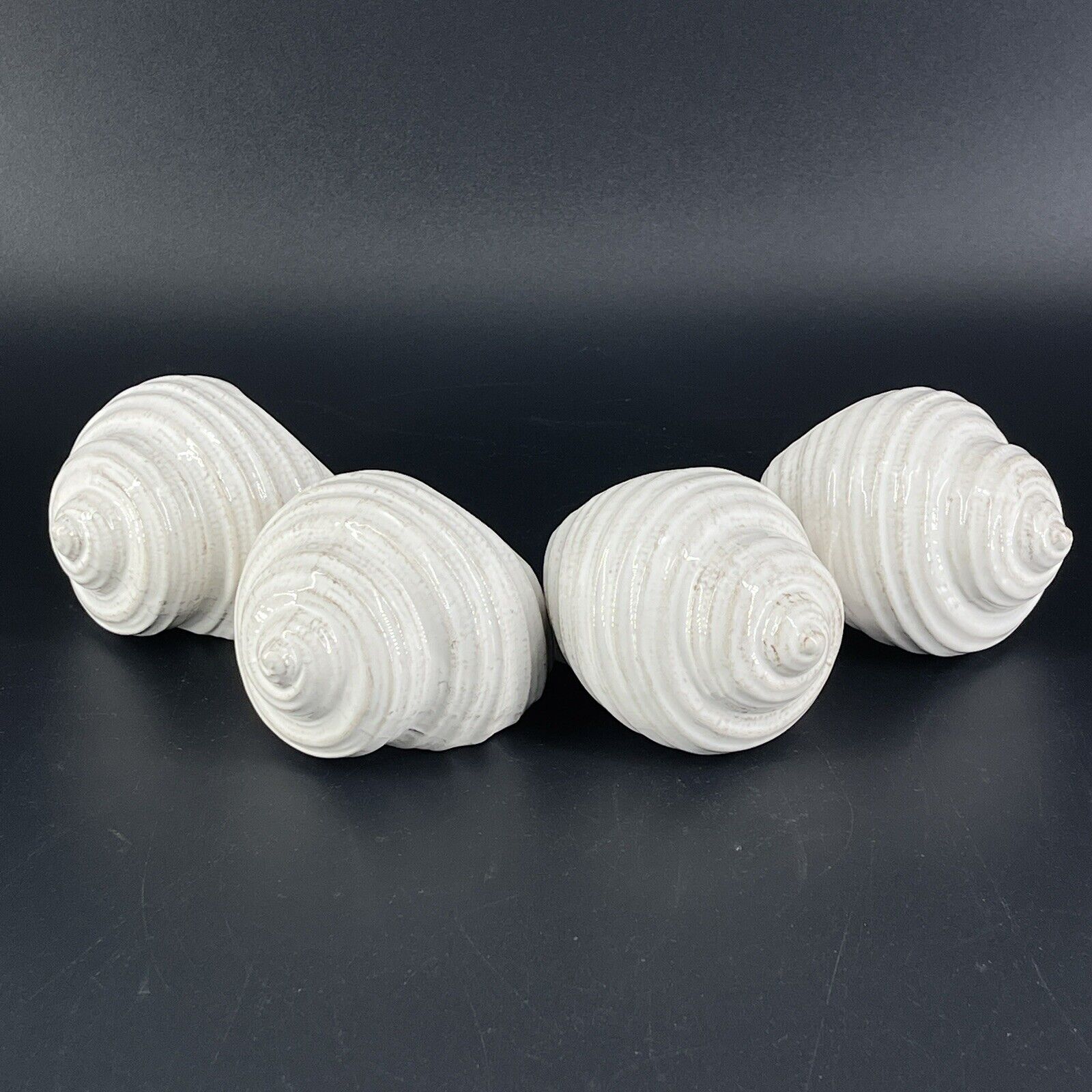 001 4-PC FIGURAL CONCH SHELL NAPKIN RINGS ISLAND BEACH DECOR WHITE ...