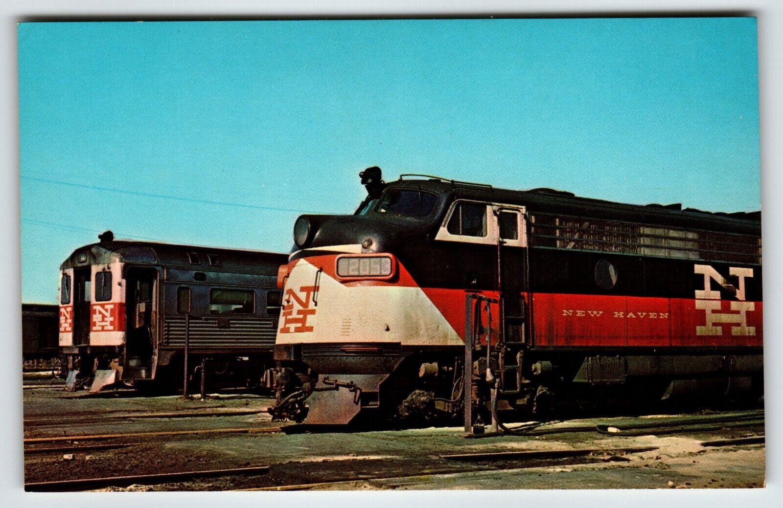 Railroad Postcard Train Railway Locomotive 2053 New Haven Chrome Budd ...
