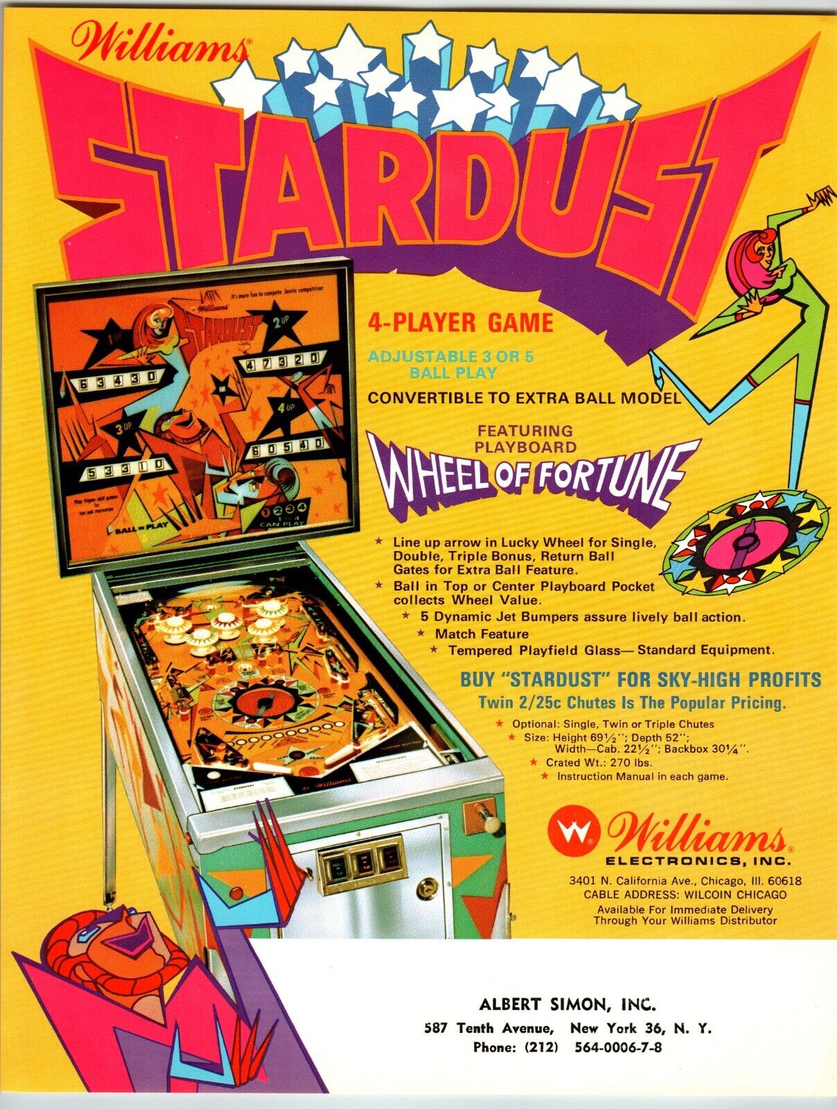 Stardust Pinball Machine Flyer Original Retro 8.5 x 11 Mod Groovy ...
