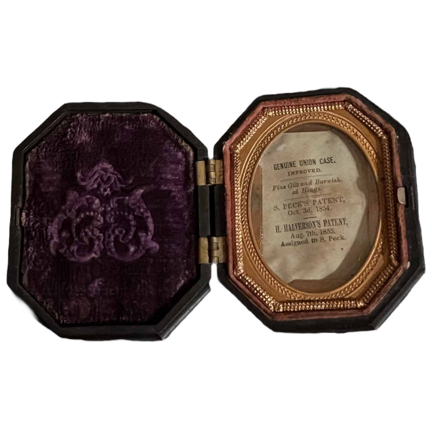 GENUINE UNION CASE PECK HALVERSON PATENT 1854 1855 Daguerreotype ...