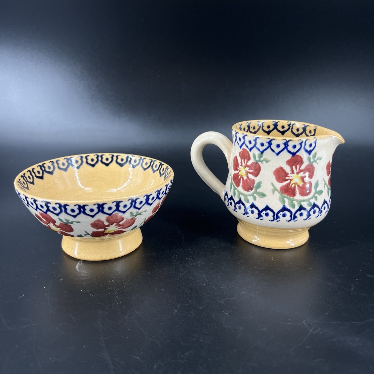 Nicholas Mosse Pottery Floral Open Sugar And Creamer