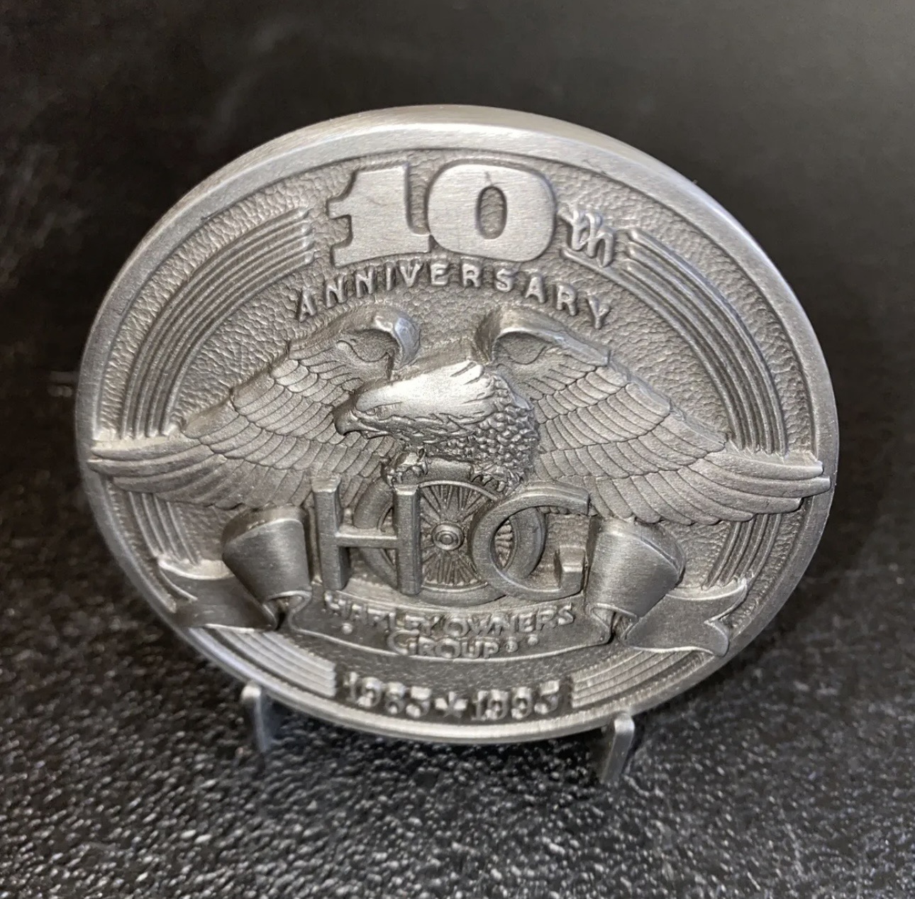 HARLEY DAVIDSON HOG OFFICER 1993 10th ANNIVERSARY CHAPTER MEDALLION PLAQUE