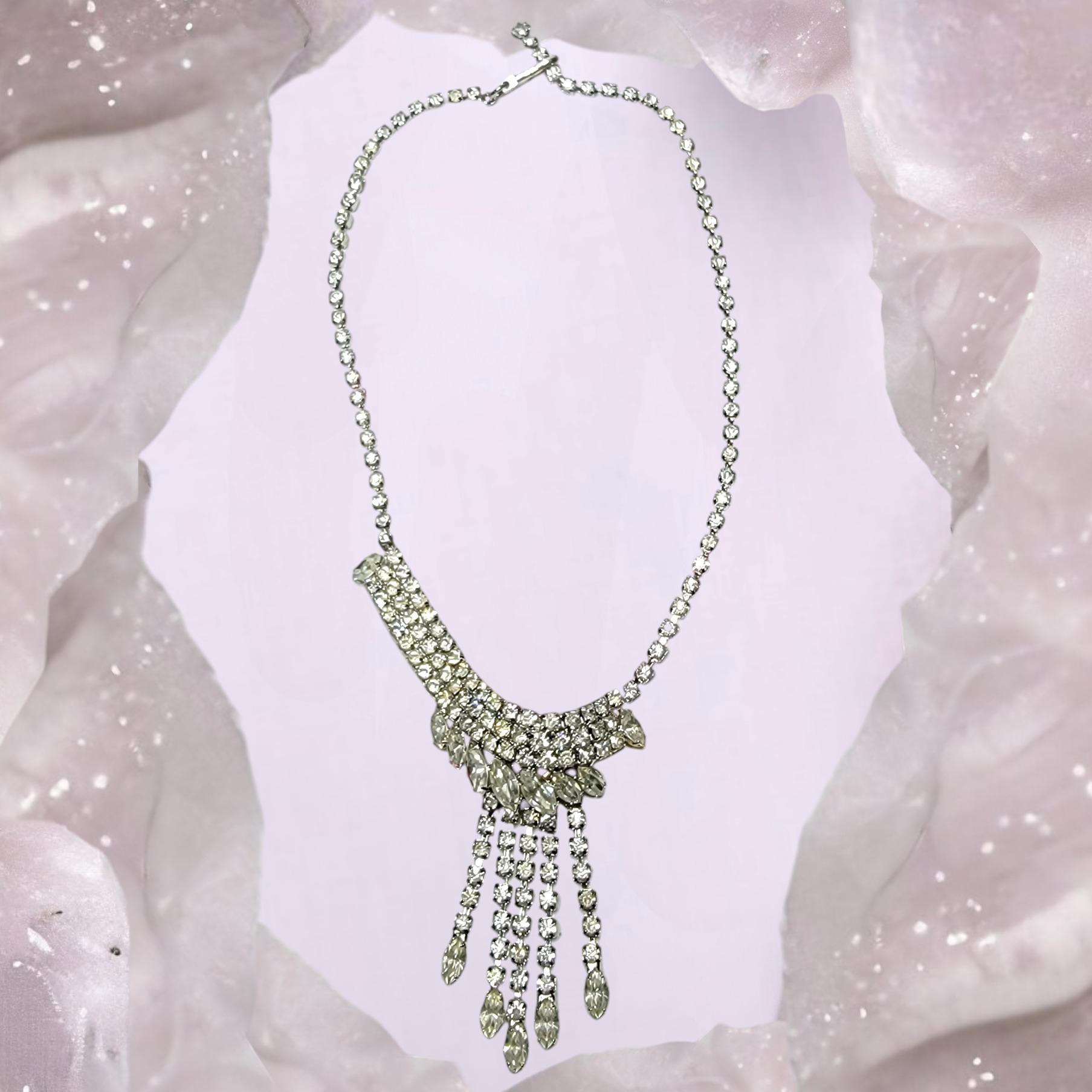 Vintage 1950's Stunning Silver Tone & Icy Clear Crystal Rhinestone ...