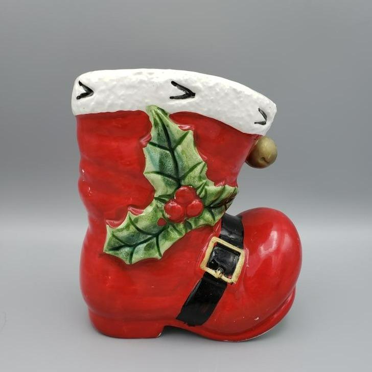 Mid Century Lefton Ceramic Santa Claus Boot Planter X-548