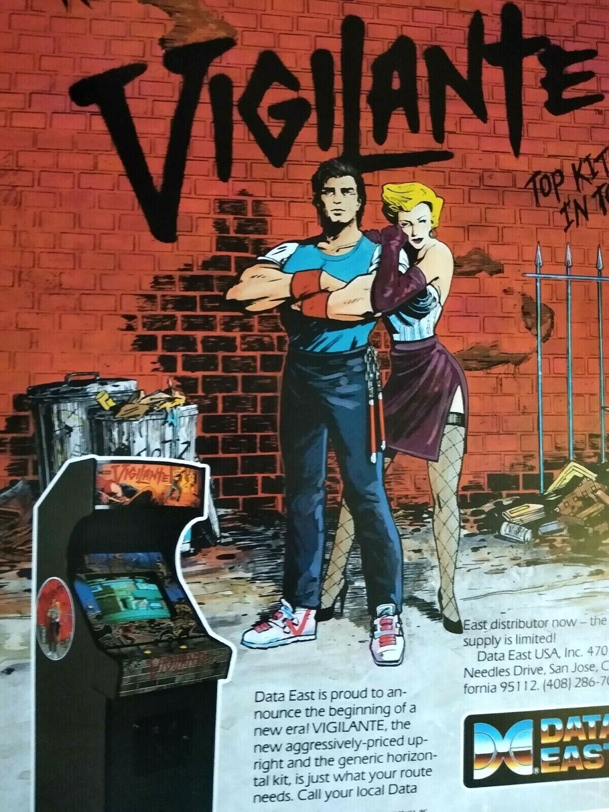 Vigilante Arcade FLYER Original 1988 Video Game Vintage Retro Promo Artwork