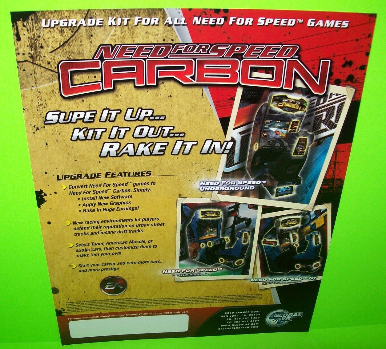 Need For Speed Carbon Arcade Flyer 2008 Original NOS Video Game Art ...