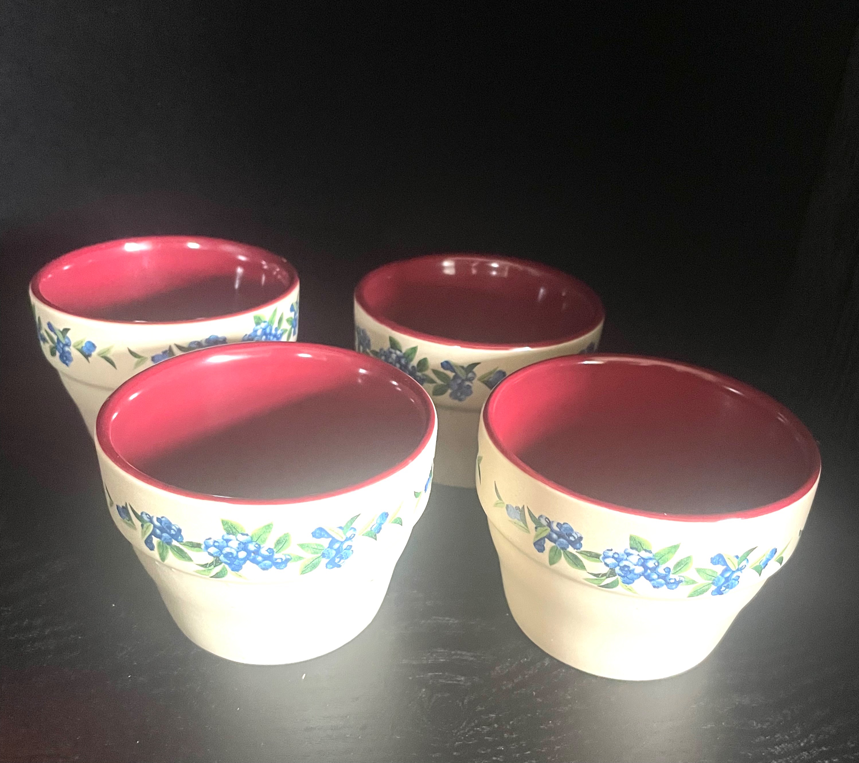 4 Matching Flower Pots. Ceramic. 2 1/2” H 3 3/4 Wide