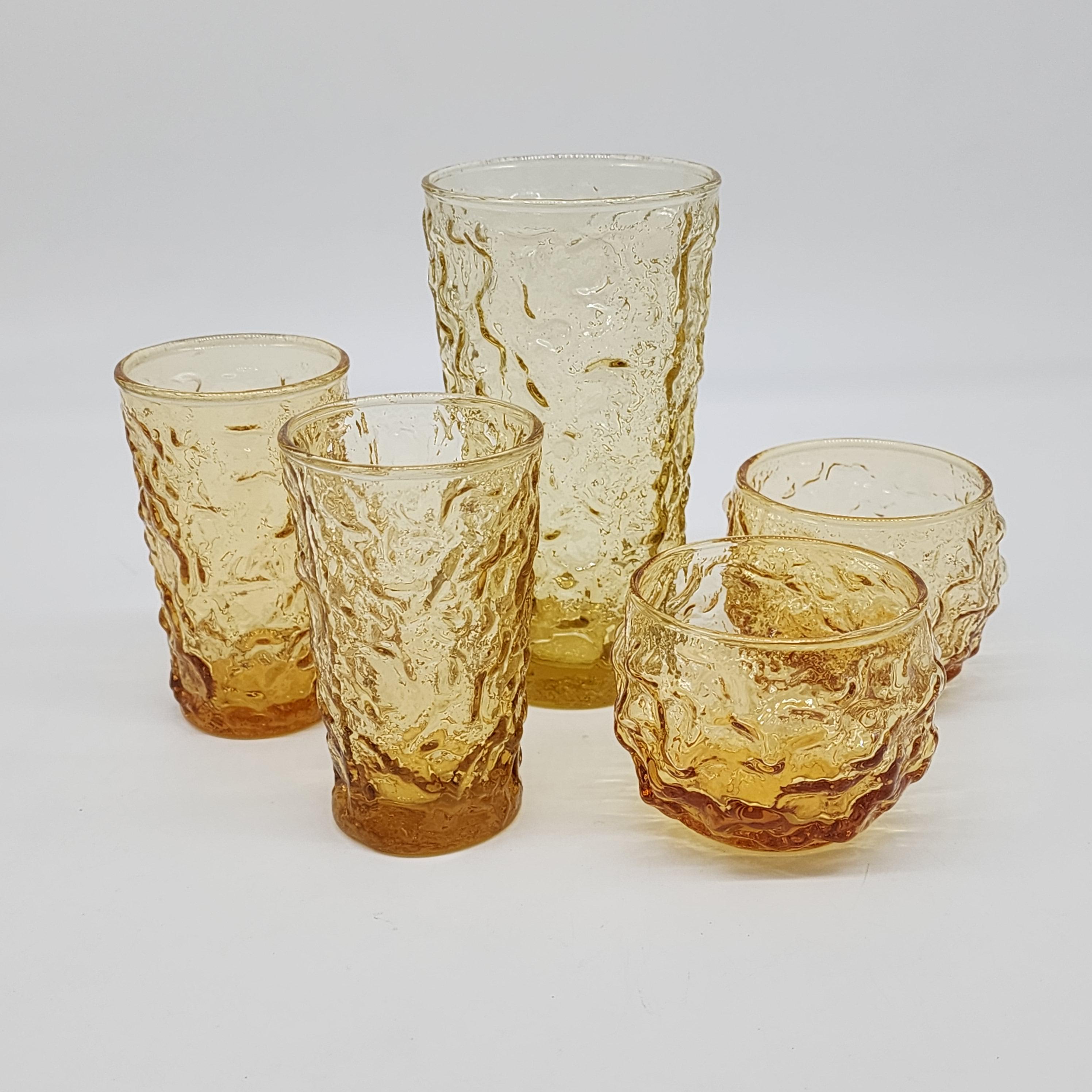 Anchor Hocking Textured Amber Glass Tumbler Juice and Roly Poly Glass ...