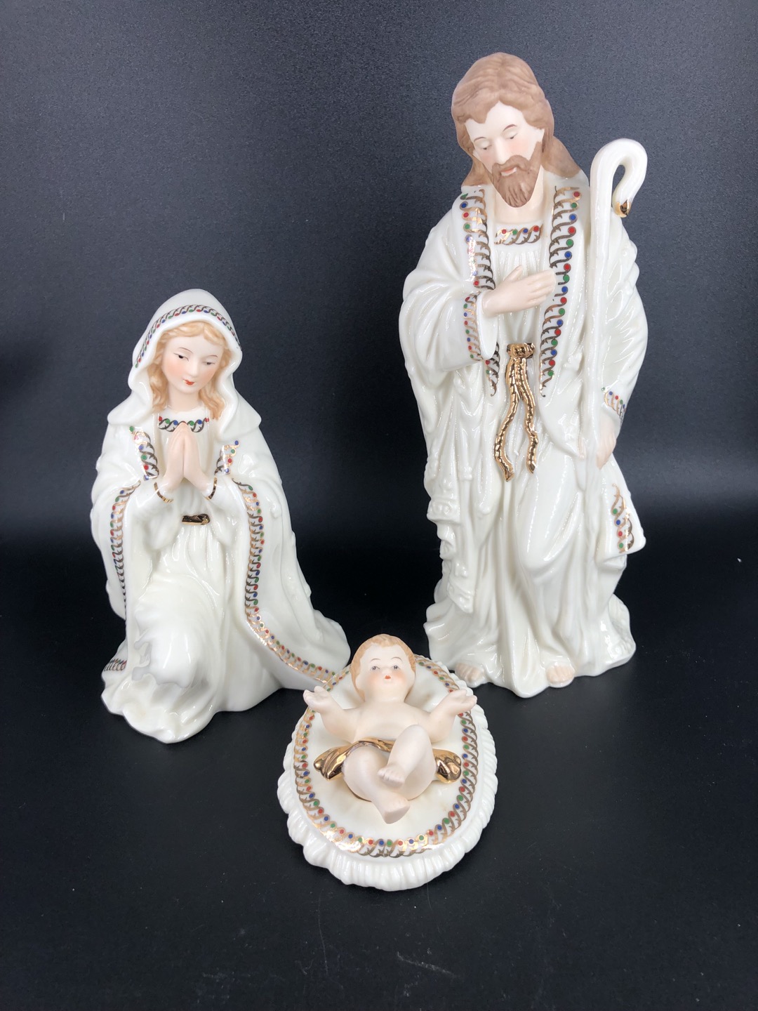 Vintage Bon Ton Jade Porcelain Nativity Figurines Mary, Joseph, Baby ...
