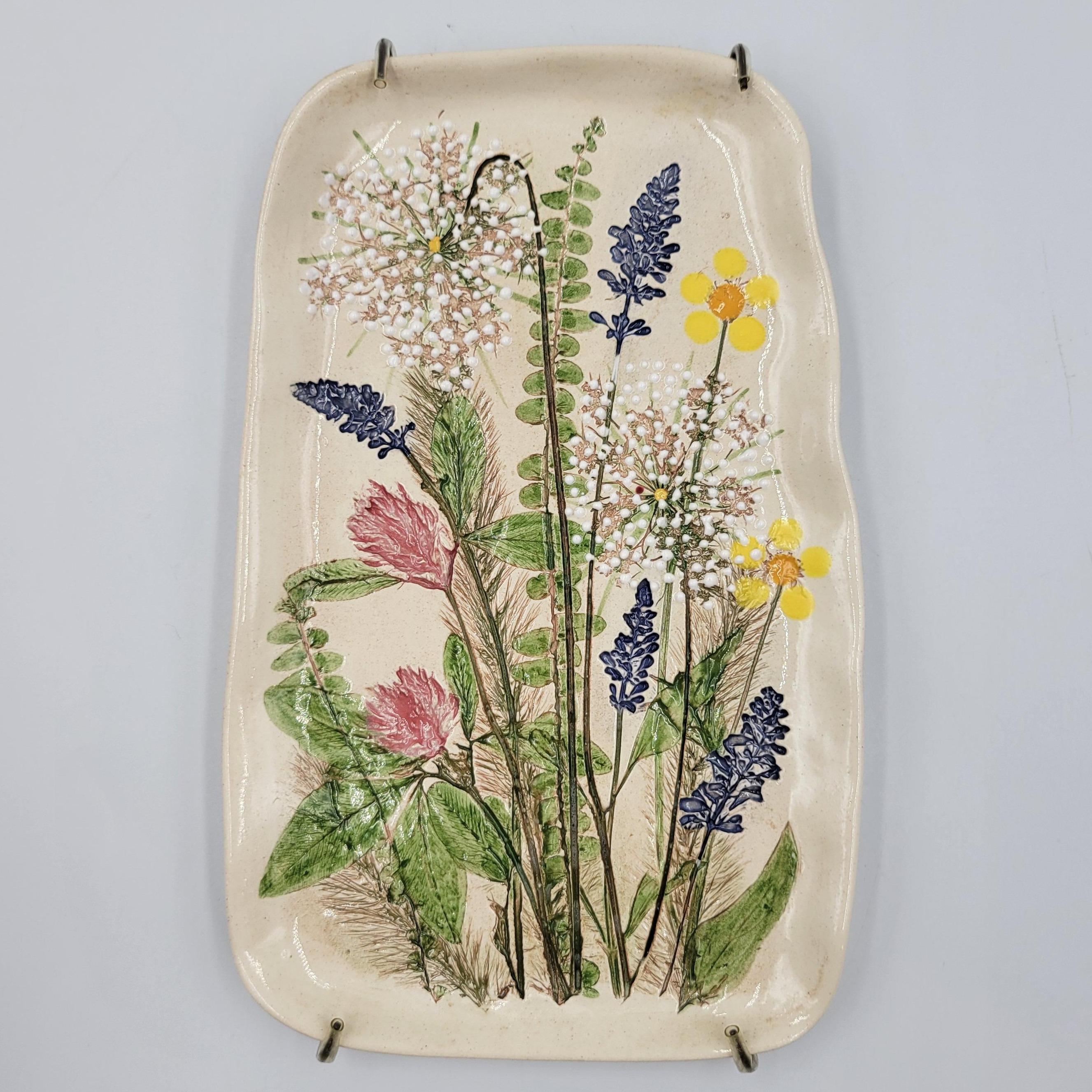 Handmade Clay Pressed Wildflower Clay Pottery Wall Plaque By Darlene ...