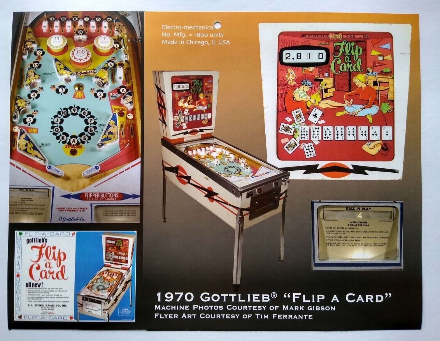 Flip A Card Pinball Machine Art Collage Ready To Frame Playing Cards ...