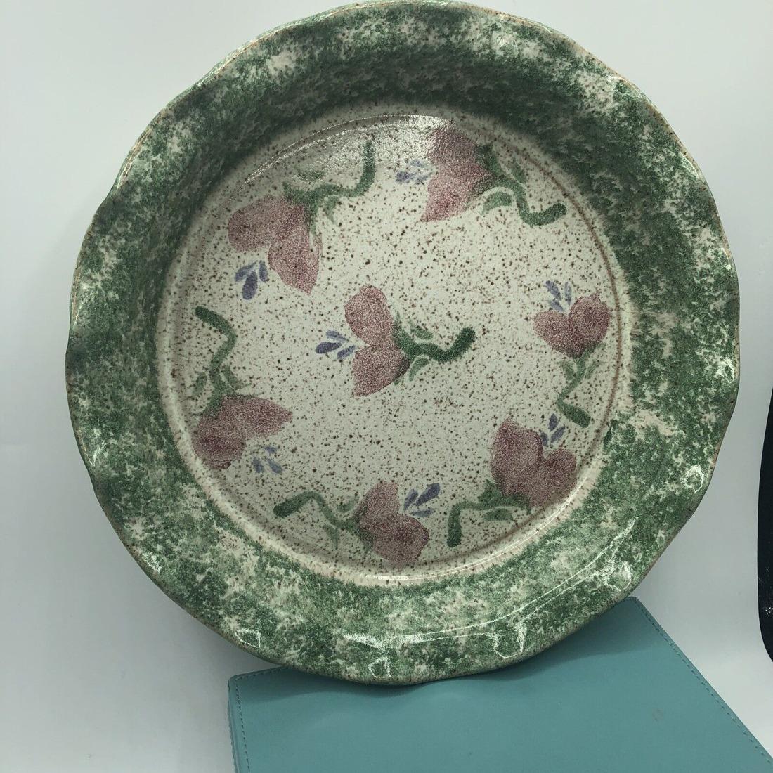 Original Parsley Pottery Magnolia Pie Plate Pan